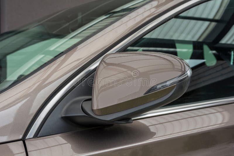 Folded Side View Car Mirror Placed on the Exterior Stock Image - Image ...