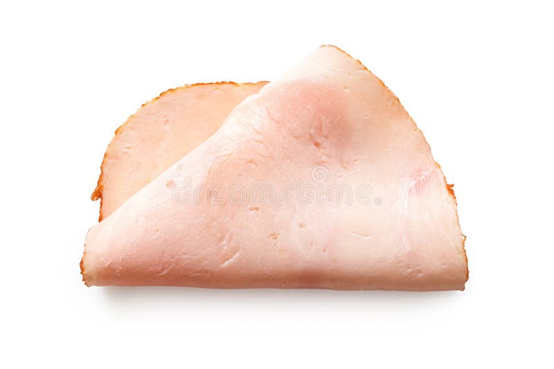 A Folded Single Slice of Chicken Ham Isolated on White. Top View Stock ...