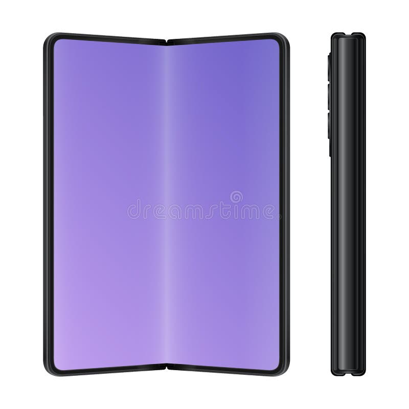 Folded Smartphone Mockup. Open and Closed View Stock Vector ...