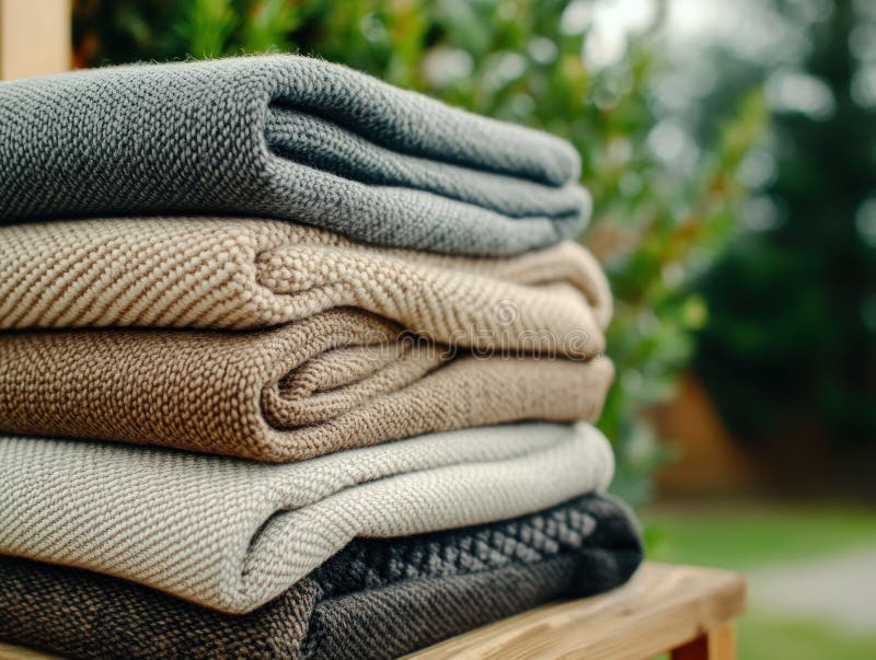 Folded Soft Blankets Adding a Touch of Comfort To Your Space with Warm ...