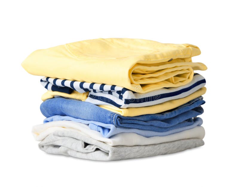 Folded Clothes Isolated On White Stock Image - Image of ironed, clothes ...