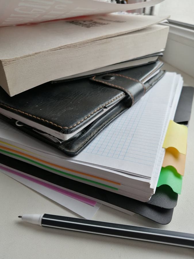 Folded Stack of Notepad with Pen Stock Photo - Image of background ...