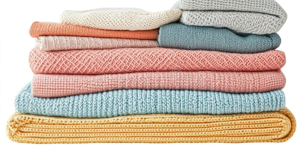 Folded sweaters stacked stock image. Image of organized - 378747161