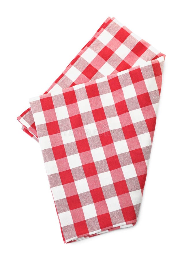 Folded Tablecloth with Checkered Pattern Isolated on White, Top View ...