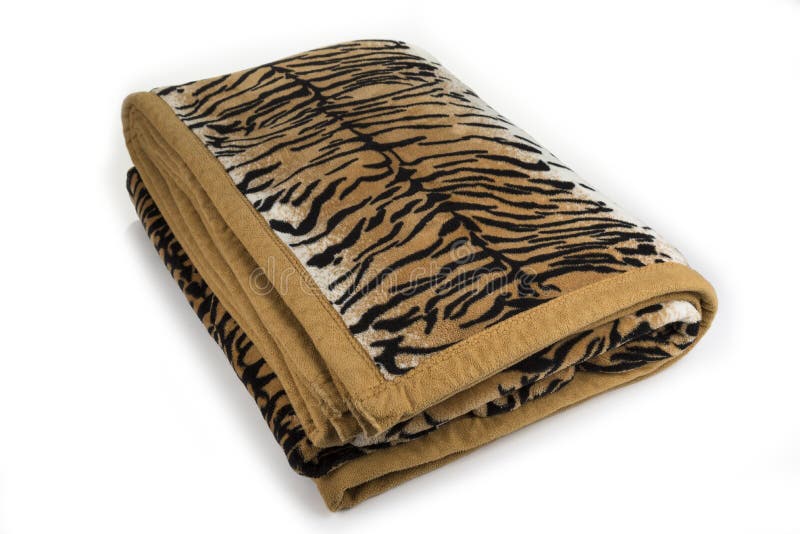 Folded Tiger Pattern Blanket on a White Background Stock Image - Image ...