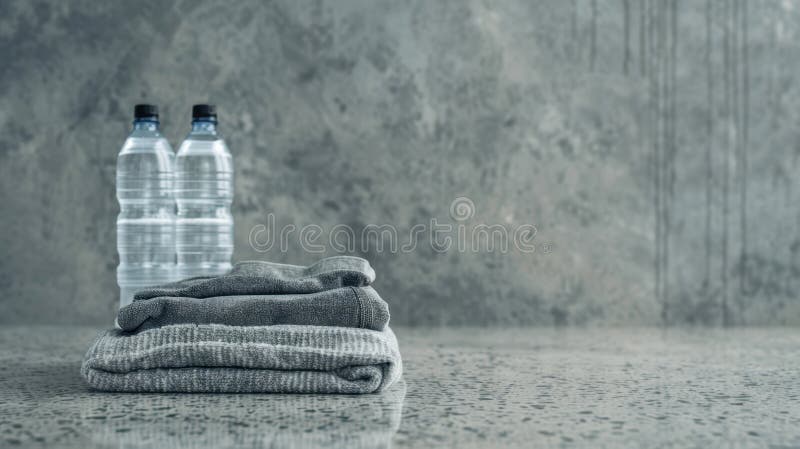 The Folded Towels and Water..AI Generated Image Stock Photo - Image of ...
