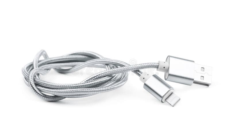 Folded USB Lightning Cable Isolated Stock Photo - Image of speed, plug ...