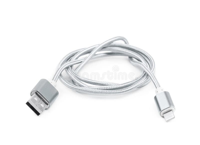 Folded USB Lightning Cable Isolated Stock Image - Image of data ...