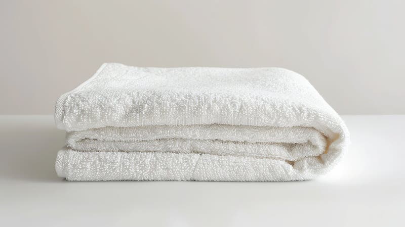 Folded White Beach Towel on Clean White Background for Spa and Resort ...