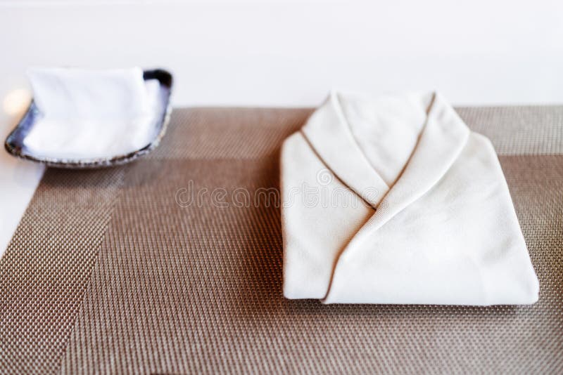 The Folded White Napkin in Omakase Chef Uniform Shape with Finger ...
