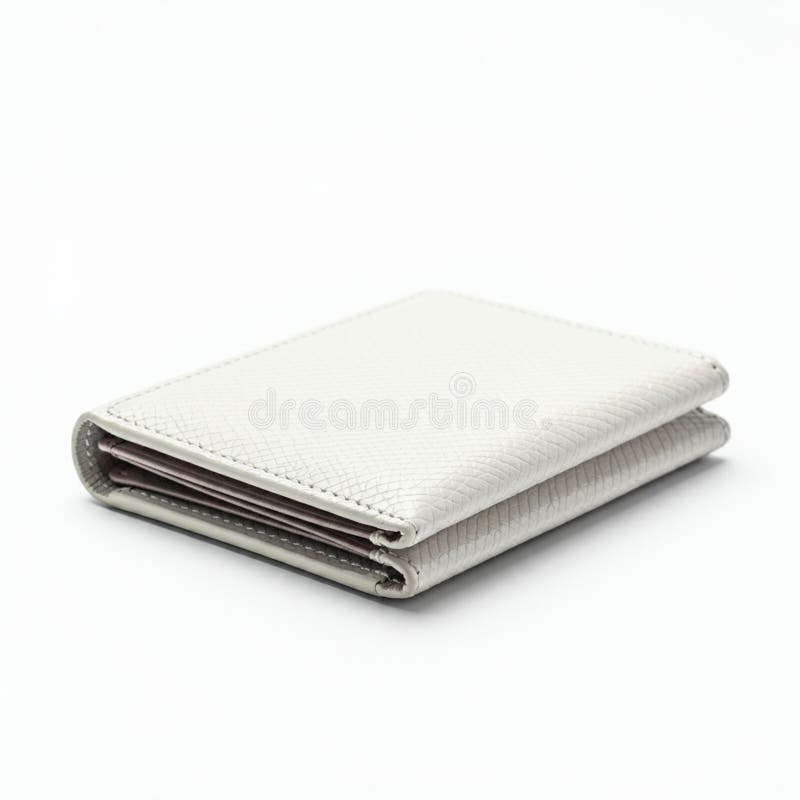Folded White Wallet with a Textured Surface, Likely Made of Leather or ...