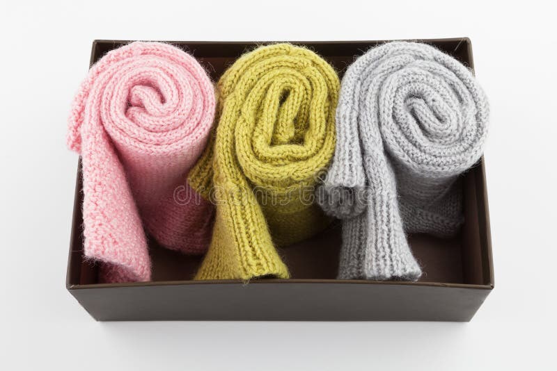Folded wool socks in box stock photo. Image of needlework - 55253660