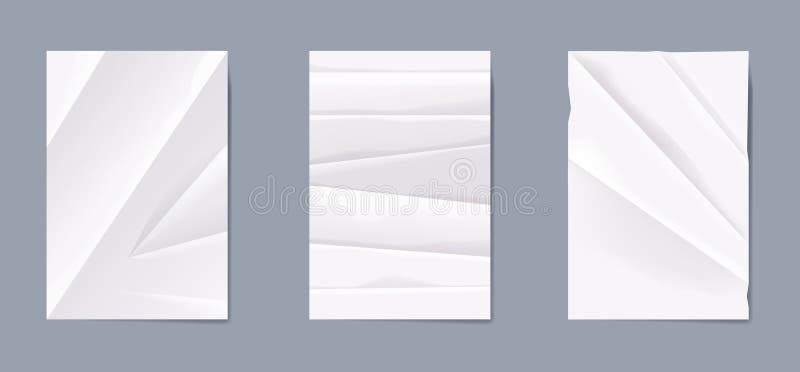 Folded and Wrinkled Paper Sheets, Realistic 3d Vector White, Blank ...