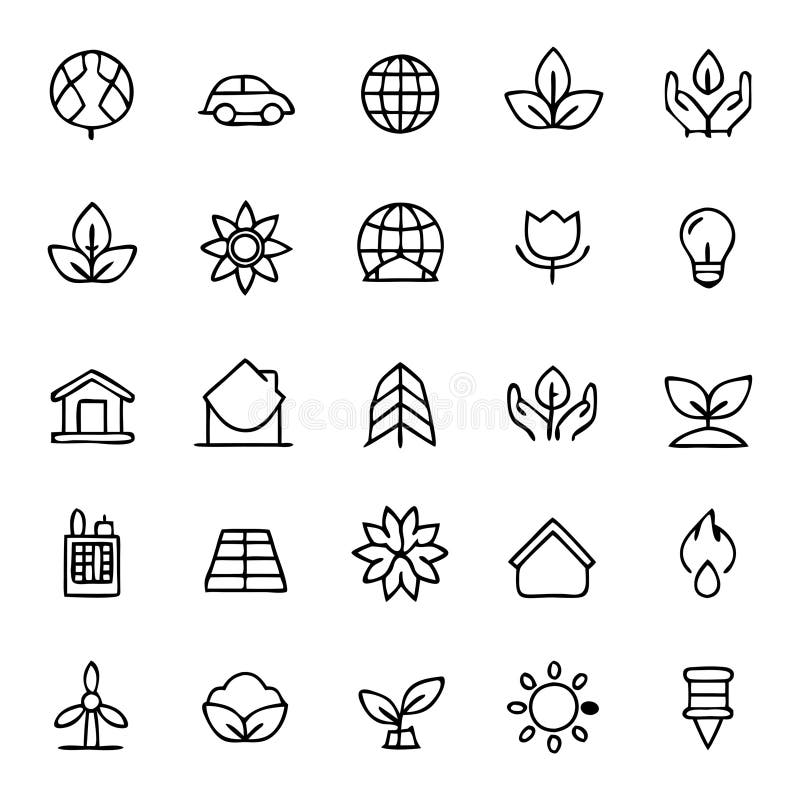 Eco-Friendly Environment and Energy Line Icon Set Stock Vector ...