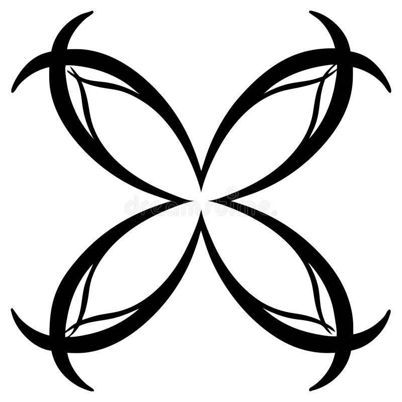 Black Tribal X-Shaped Ornament Vector – Curved Tattoo Design with Bold ...