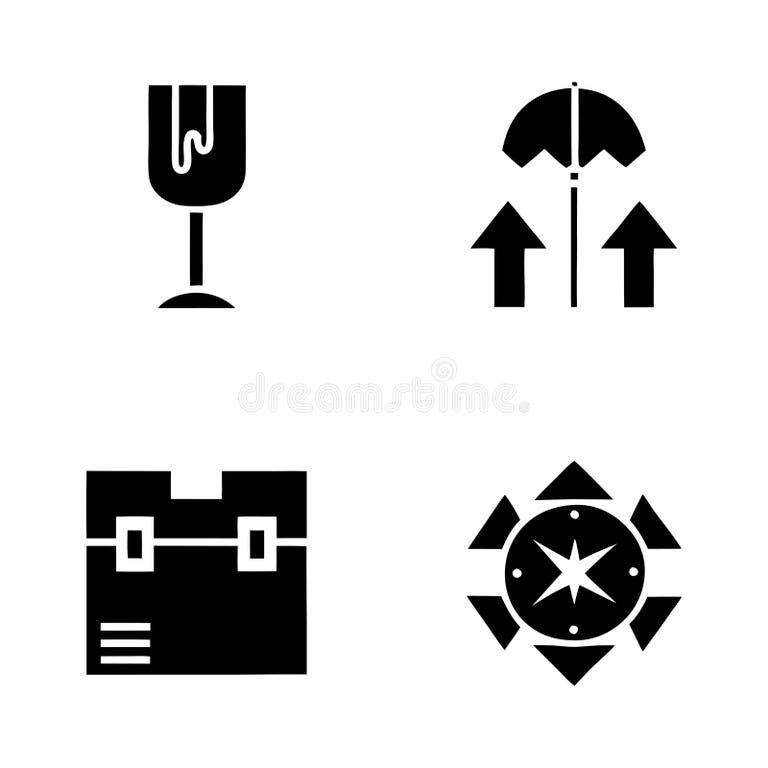 Shipping and Handling Icon Set – Fragile Glass, Handle with Care ...