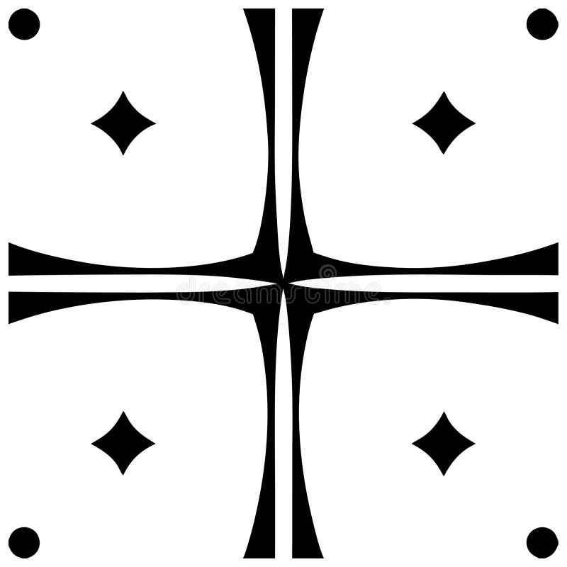 Black Abstract Cross Symbol with Star and Dot Elements – Geometric ...