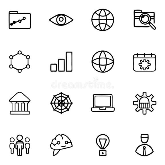 Business and Tech Line Icon Set – Analytics, Vision, Network, Data, Web ...