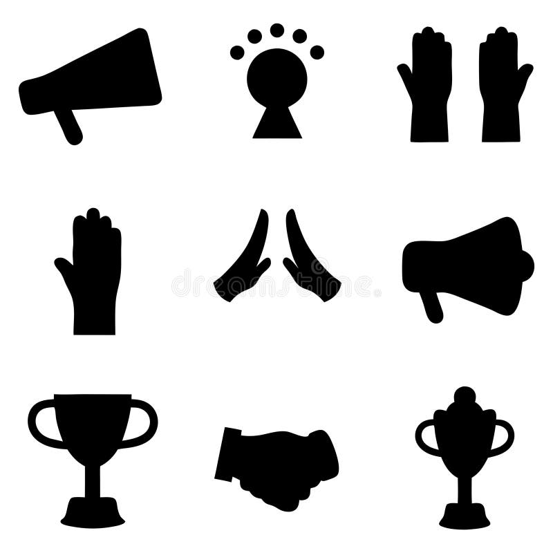 Silhouette Business Communication Icons – Megaphone, Handshake ...