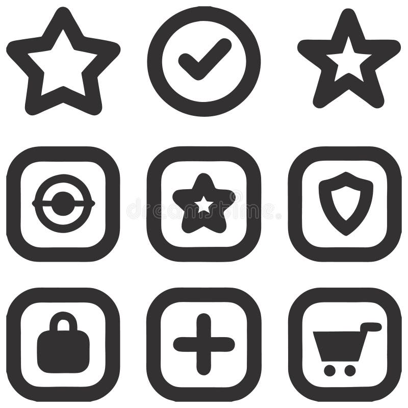 Set of Star Badge, Checkmark, Security, Cart, and UI Icon Pack – Flat ...