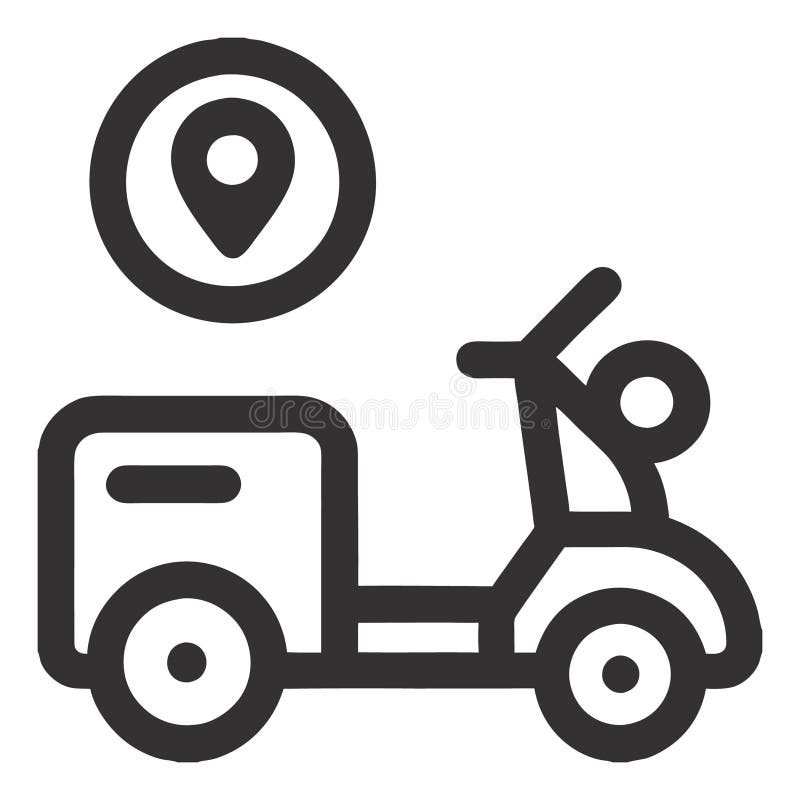 Delivery Scooter Icon with Map Location Pin – Minimalist Vector for ...