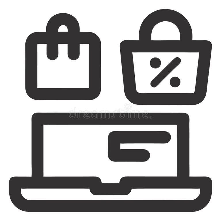 E-commerce Shopping Icons – Laptop with Credit Card, Discount Shopping ...
