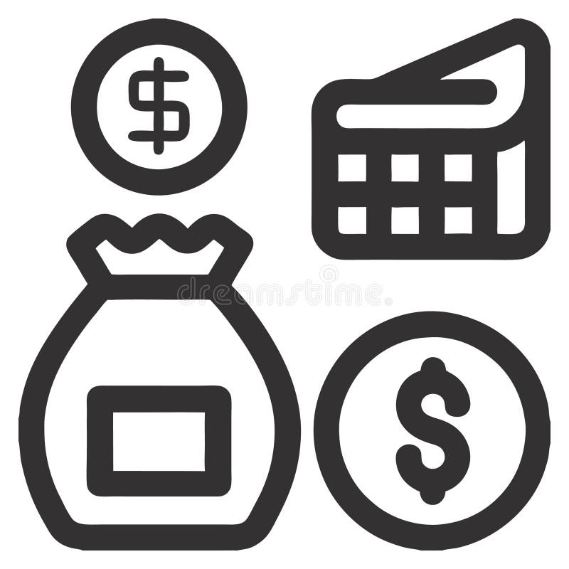 Finance Wallet Money Bag Vector Icons – Flat Dollar Sign, Wallet, and ...
