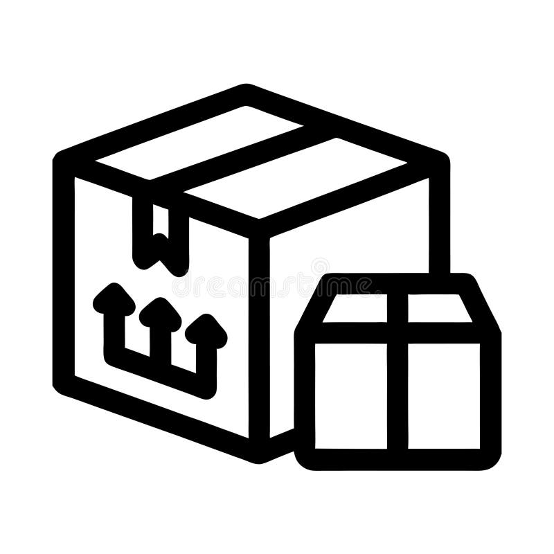 Delivery Box with Up Arrow Sign and Package Icon – Black Outline Vector ...