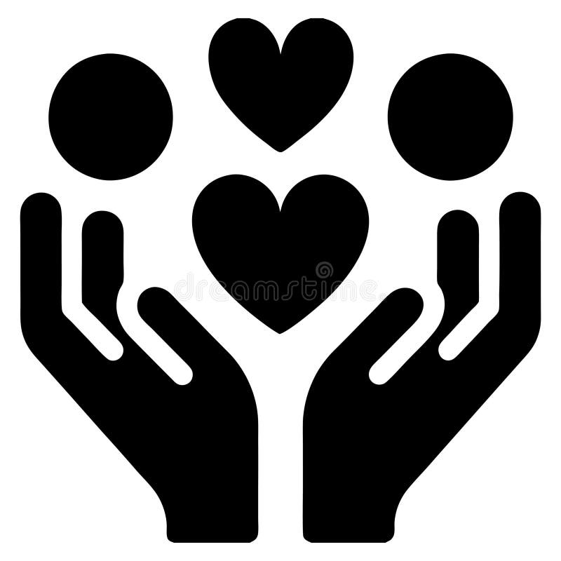 Hands Holding Hearts and Circles Icon – Symbol of Love, Care, Balance ...