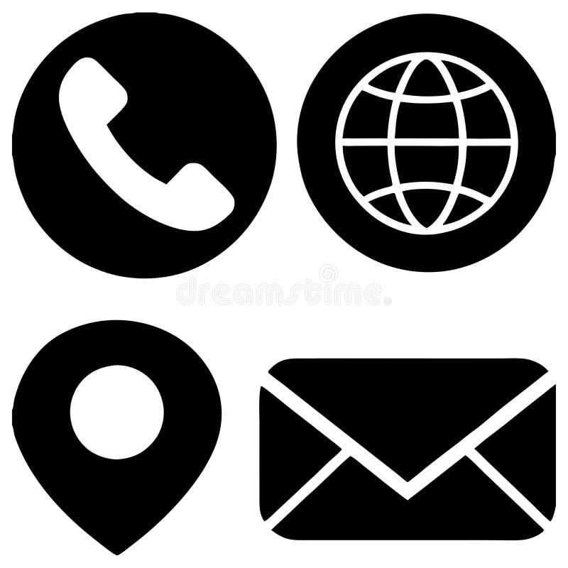 Phone, Location, Globe, and Envelope Icons for Communication and ...