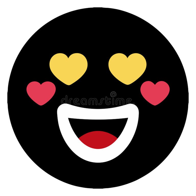 Cute Heart Eyes Emoji with Red and Yellow Hearts, Big Smile, and Happy ...