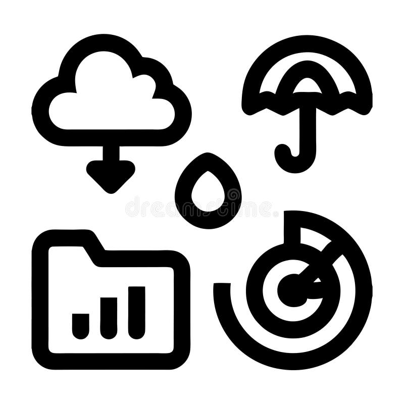 Cloud Download, Data, Umbrella, and Analytics Icons for Digital ...