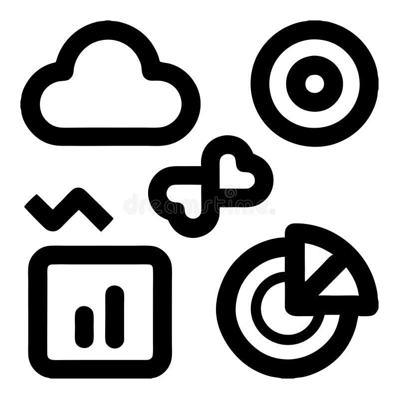 Cloud Computing, Data Growth, Target Goals, and Analytics Icons for ...