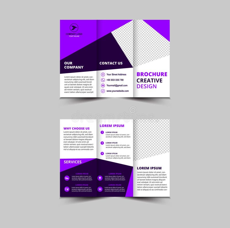 Brochure Design Template Purple Professional Geometric Creative Stock ...