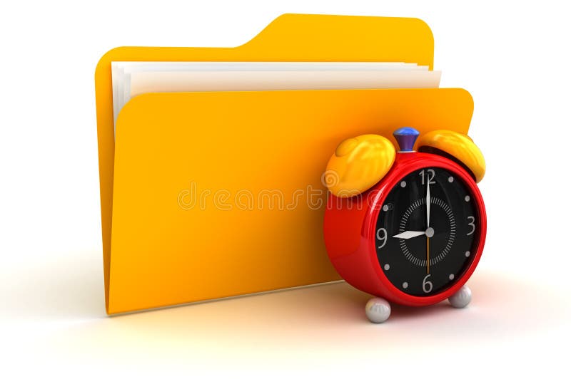 Folder and alarm clock stock illustration. Illustration of icon - 34400564