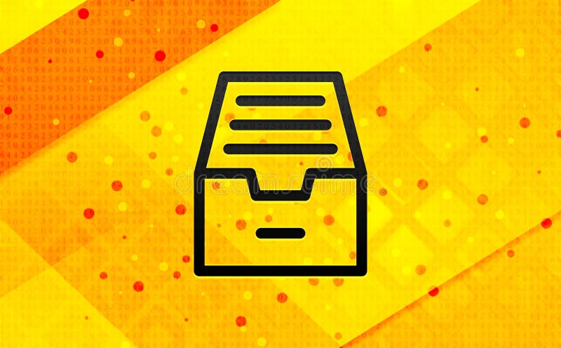 Folder Archive Cabinet Icon Abstract Digital Banner Yellow Background ...