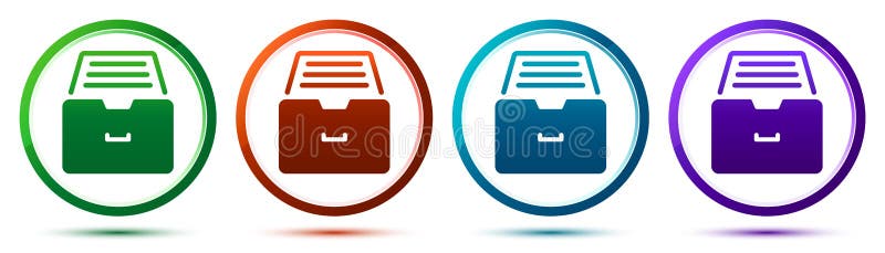 Folder Archive Cabinet Icon Artistic Frame Round Button Set ...