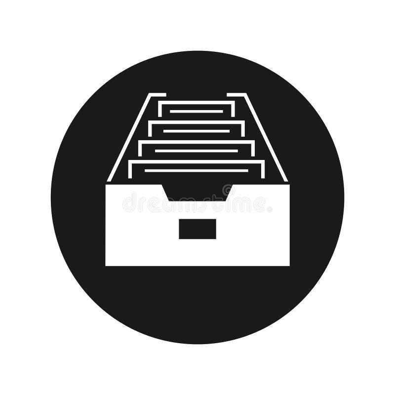 Folder Archive Cabinet Icon Flat Black Round Button Vector Illustration ...