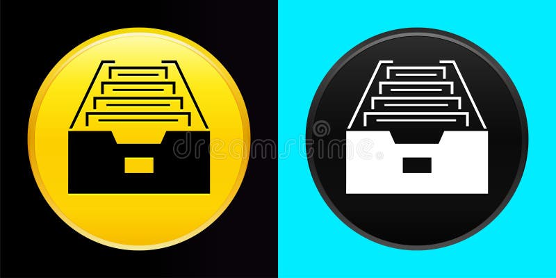 Folder Archive Cabinet Icon Flat Exclusive Button Set Stock Vector ...