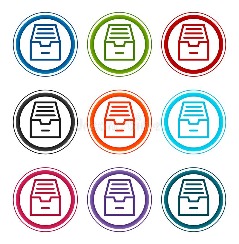 Folder Archive Cabinet Icon Eyeball Blue Round Button Stock ...