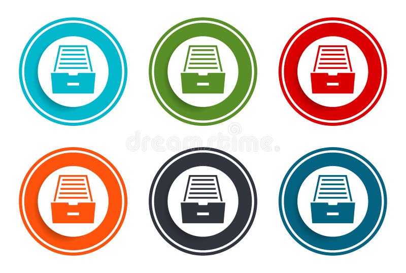Folder Archive Cabinet Icon Flat Vector Illustration Design Round ...