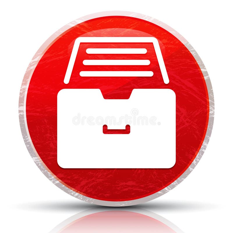 Folder Archive Cabinet Icon Metallic Grunge Abstract Red Round Button ...