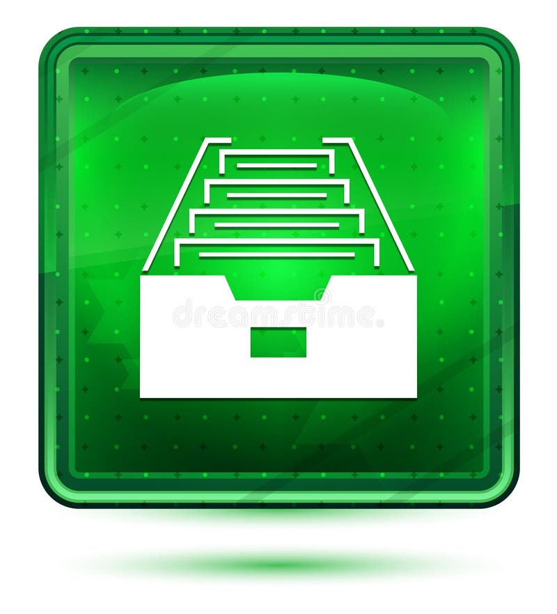 Folder Archive Cabinet Icon Neon Light Green Square Button Stock ...