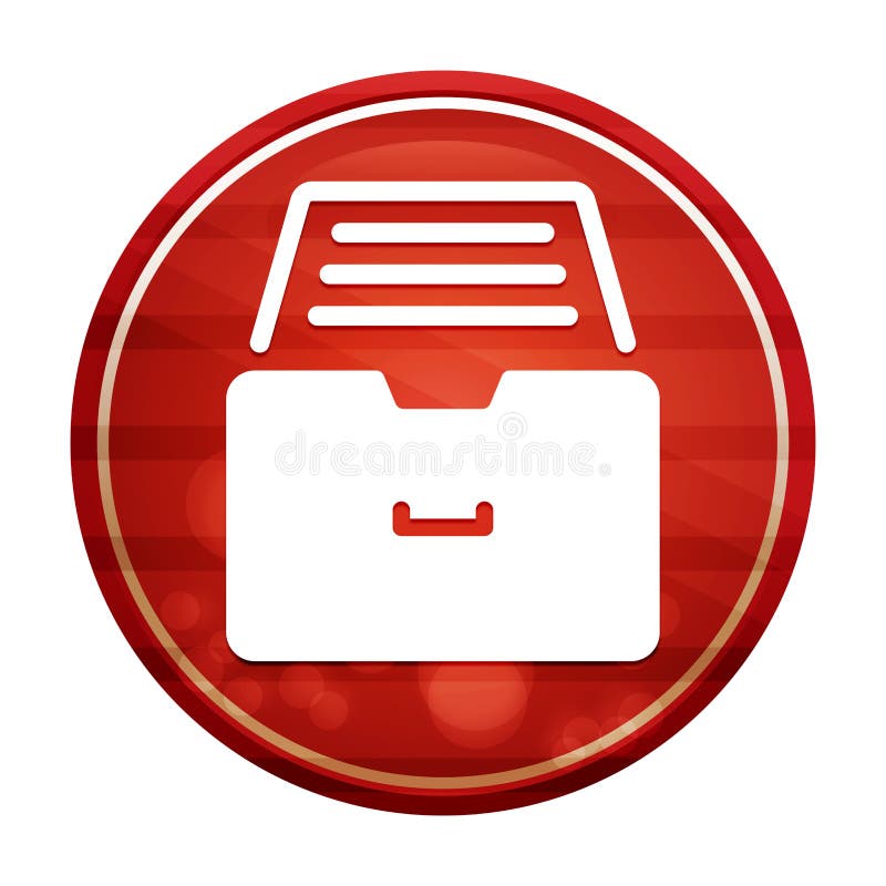 Folder Archive Cabinet Icon Realistic Diagonal Motion Red Round Button ...