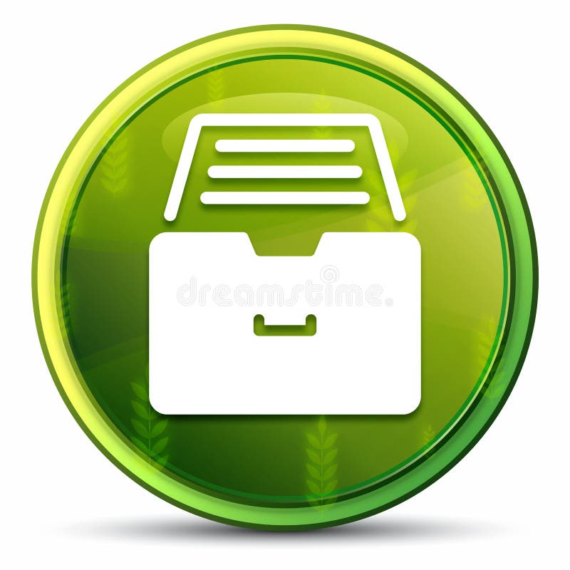 Folder Archive Cabinet Icon Spring Bright Natural Green Round Button ...