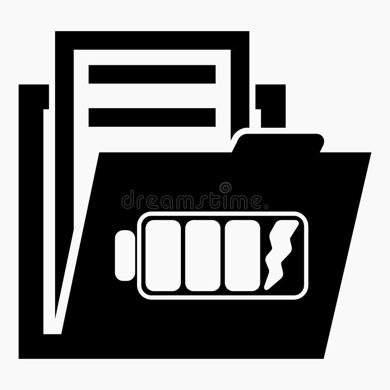 Folder and Battery Icon. Energy Efficiency Documents Stock Vector ...