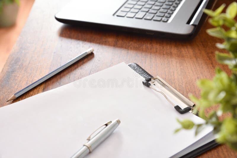 Folder with Blank Paper on Office Table Detail Stock Image - Image of ...