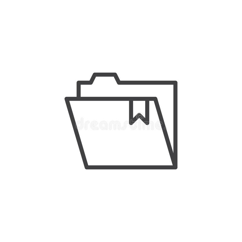 Folder with Bookmark Outline Icon Stock Vector - Illustration of logo ...