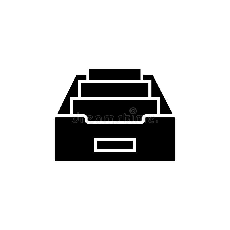 Folder Box Icon Set. File Archive Storage Vector Symbol in a Black ...