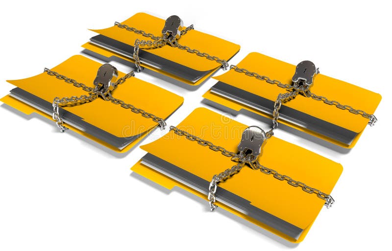 Folder With Chain And Padlock Hidden Data Security 3d Render Stock